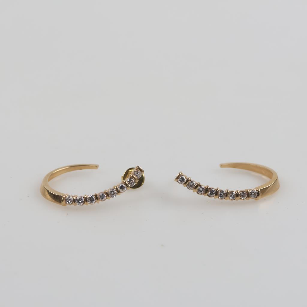 14kt Gold Diamond Droop Earrings | Property Room