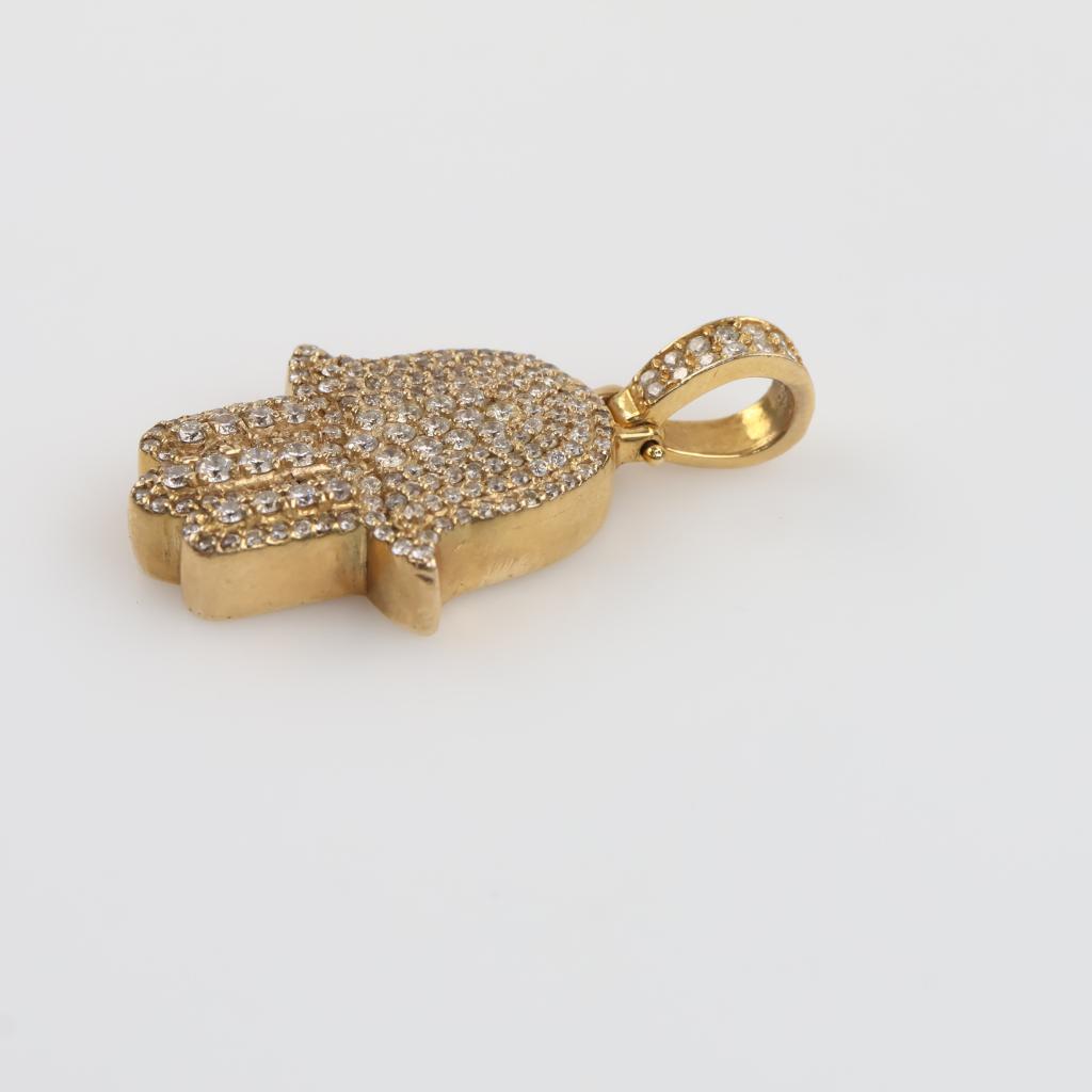 14kt Gold Diamond Hamsa Pendant | Property Room