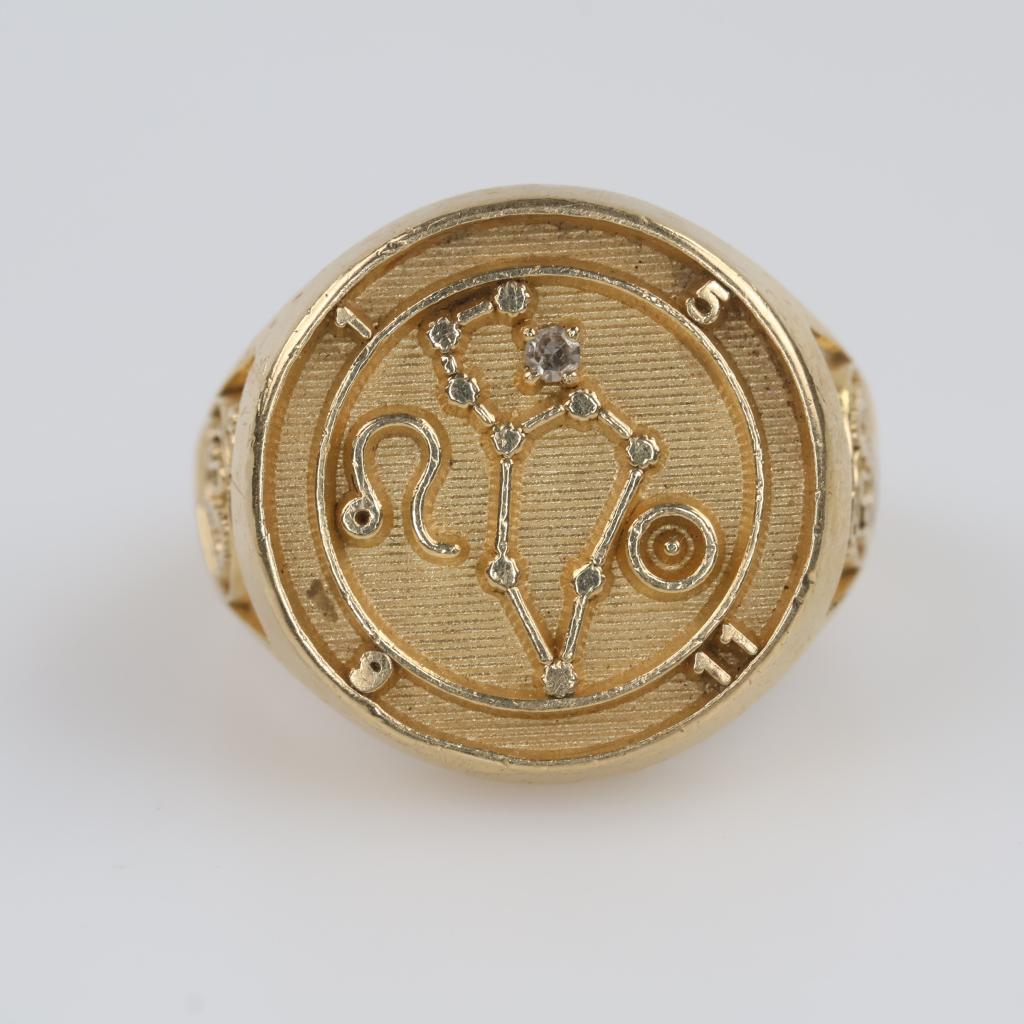 14kt Gold Diamond Leo Zodiac Ring | Property Room