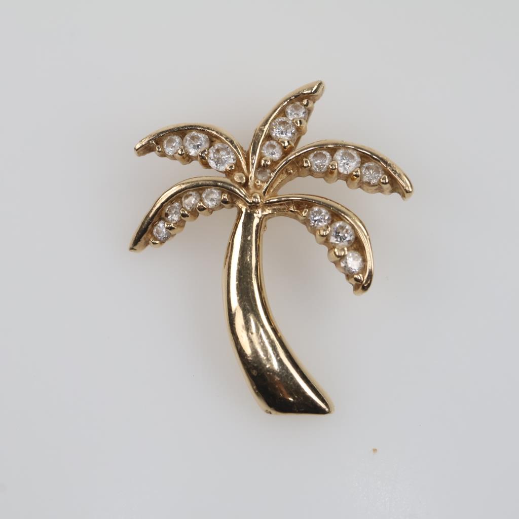 14kt Gold Diamond Palm Tree Pendant | Property Room