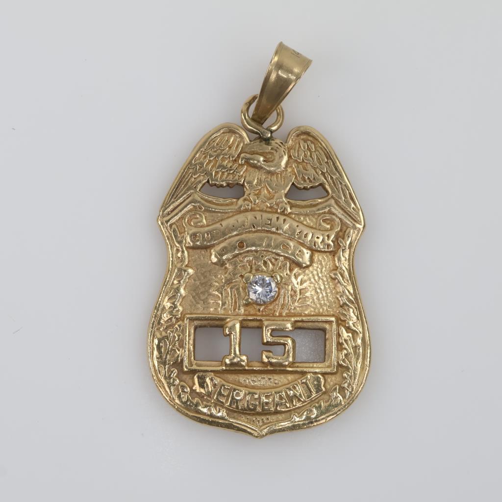 14kt Gold Diamond Police Badge Pendant | Property Room
