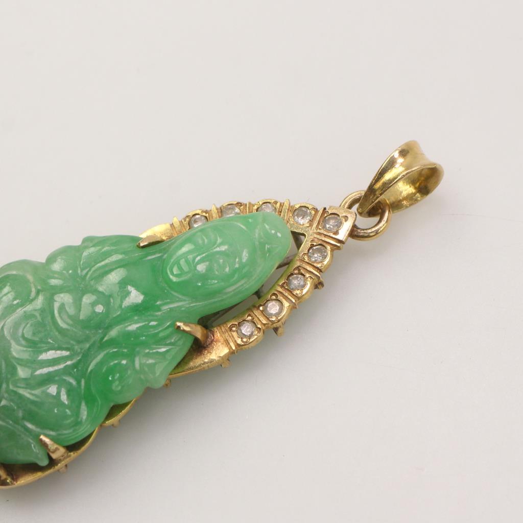 14kt Gold Diamond Quan Yin Buddha Pendant | Property Room