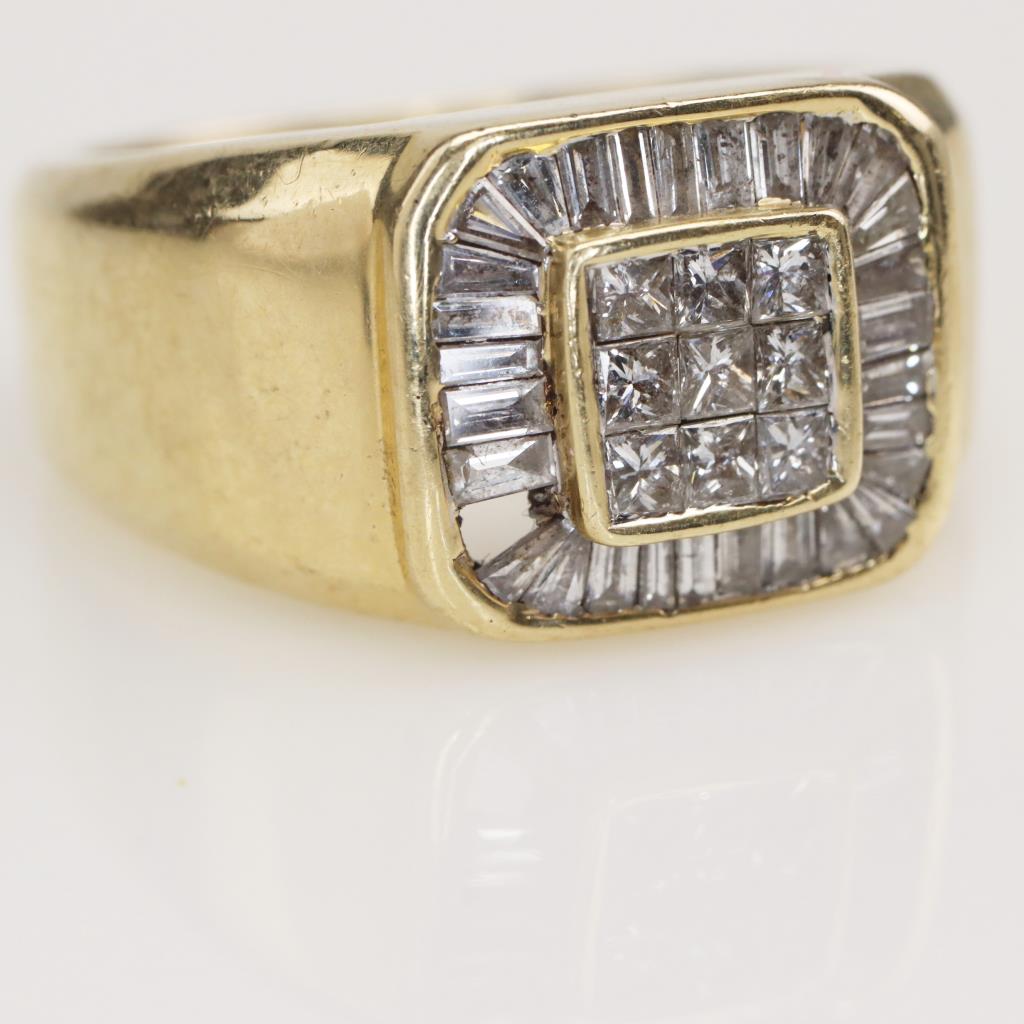 14kt Gold Diamond Signet Ring-Evaluated By Our Certified Gemologist-AGS ...