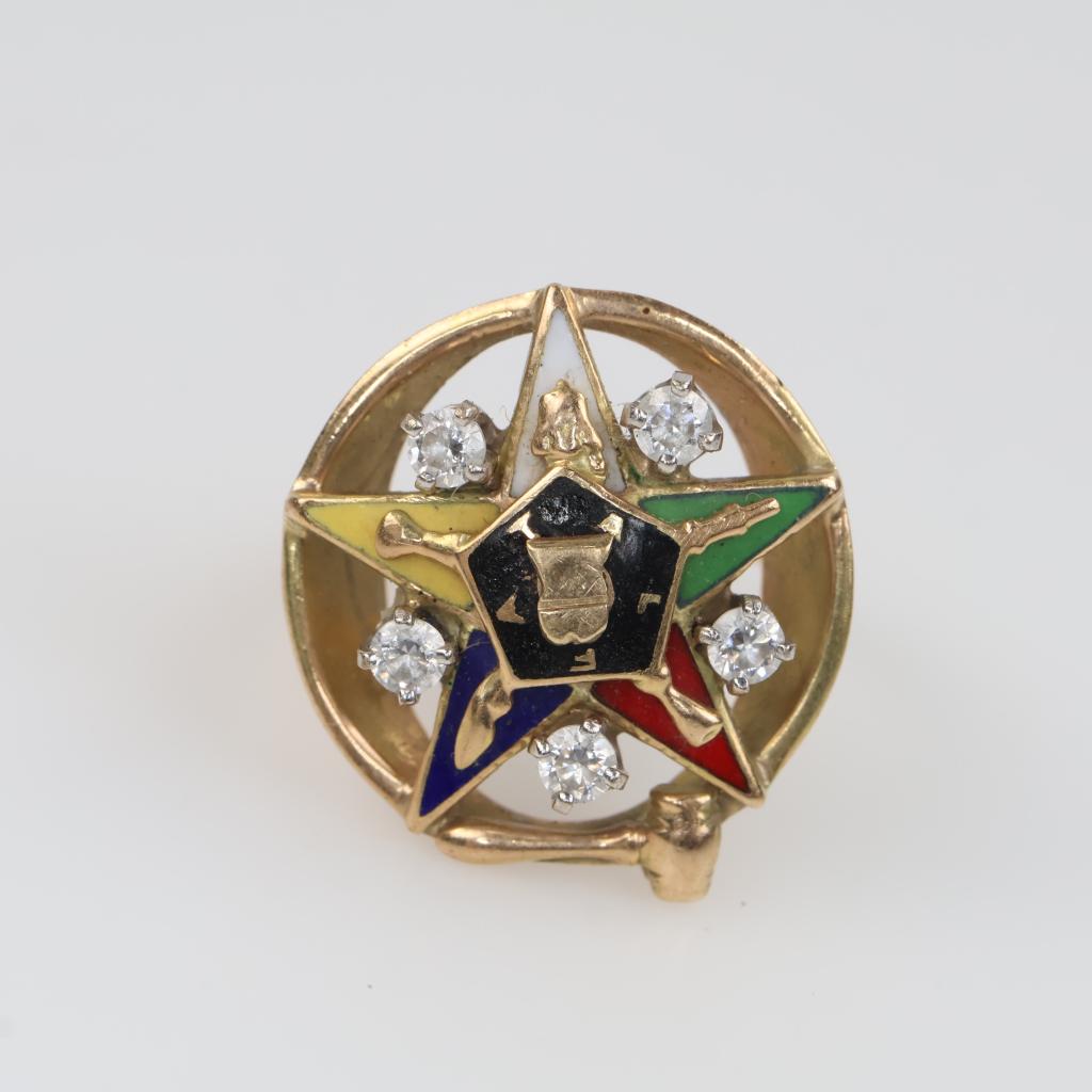 14kt Gold Eastern Star Clear Stone Ring | Property Room