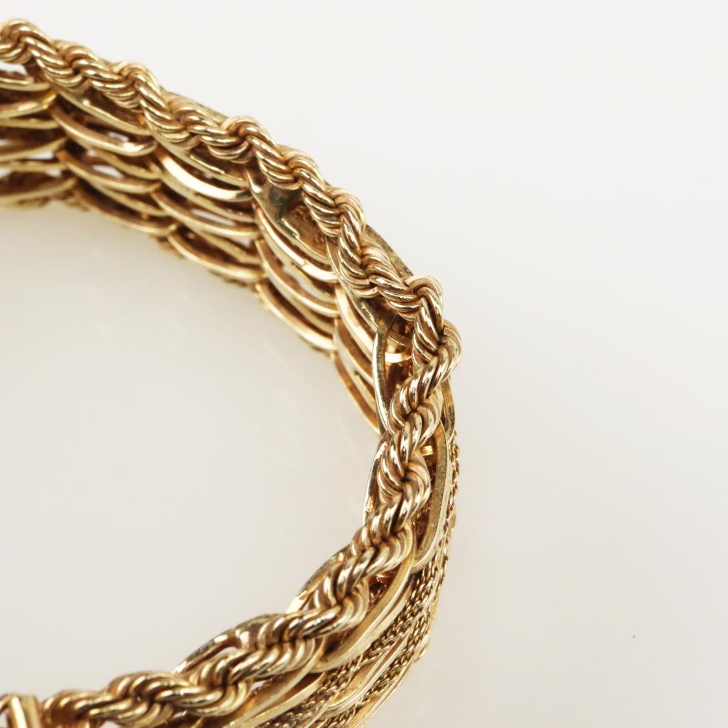 14kt Gold Fancy Rope And Mesh Link Bracelet-Evaluated By Our Certified ...