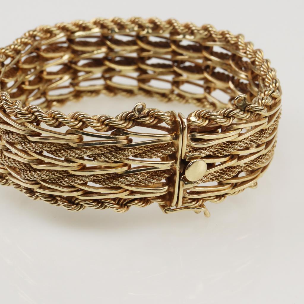 14kt Gold Fancy Rope And Mesh Link Bracelet-Evaluated By Our Certified ...