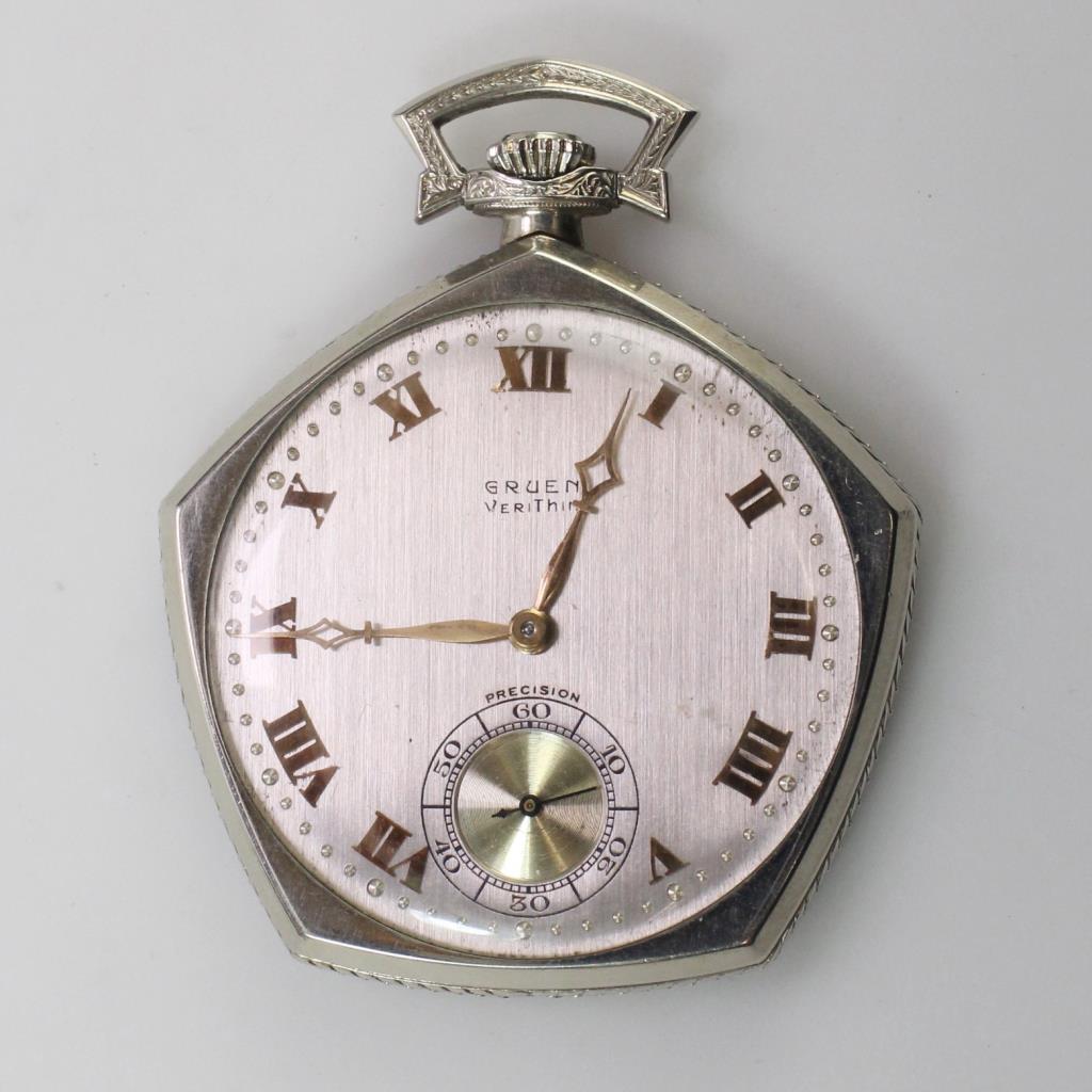 14kt Gold Filled Gruen Verithin Pentagon Pocket Watch | Property Room
