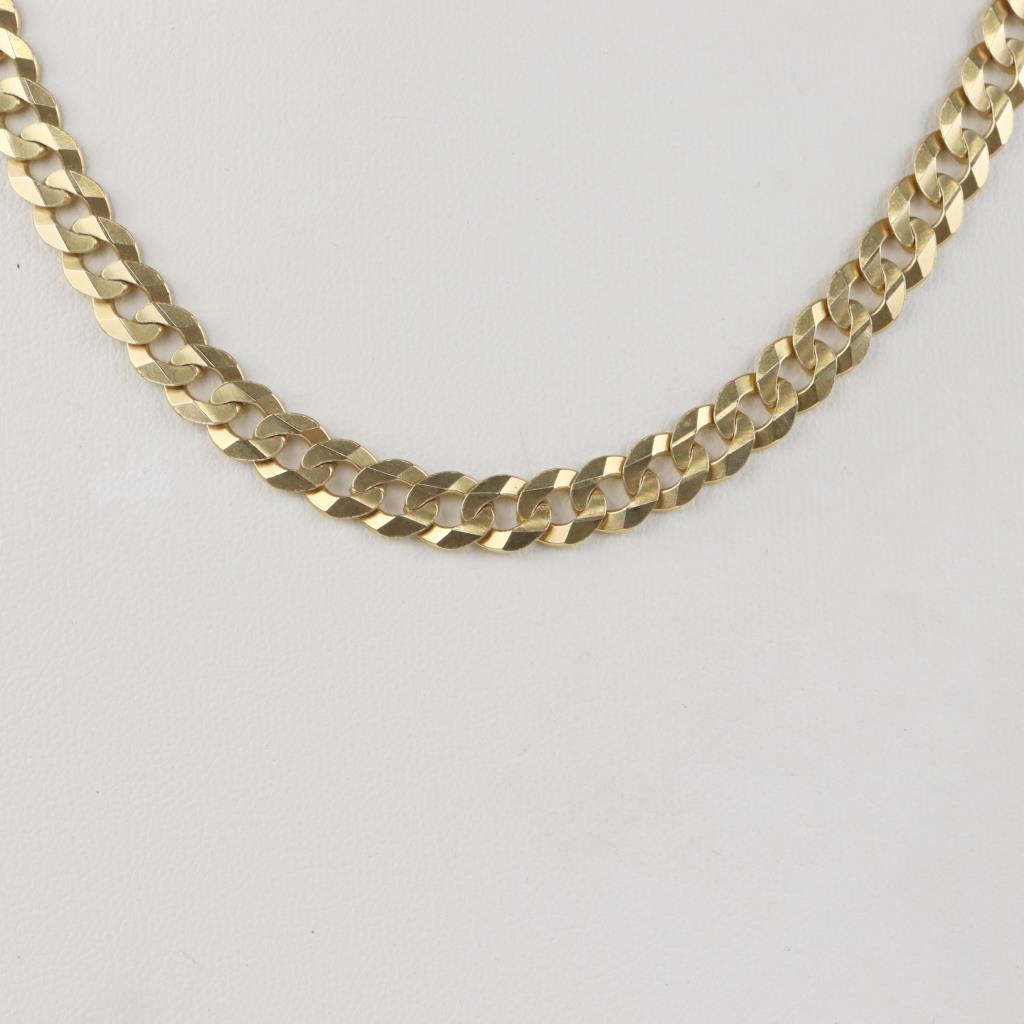 14kt Gold Flat Curb Chain Necklace-Evaluated By Our Certified Gemologist-AGS/GIA | Property Room