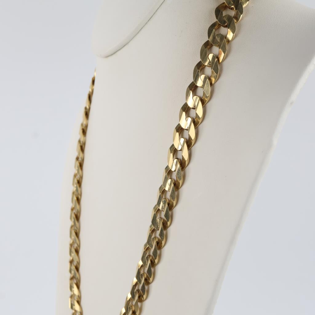 14kt Gold Flat Curb Chain Necklace-Evaluated By Our Certified Gemologist-AGS/GIA | Property Room