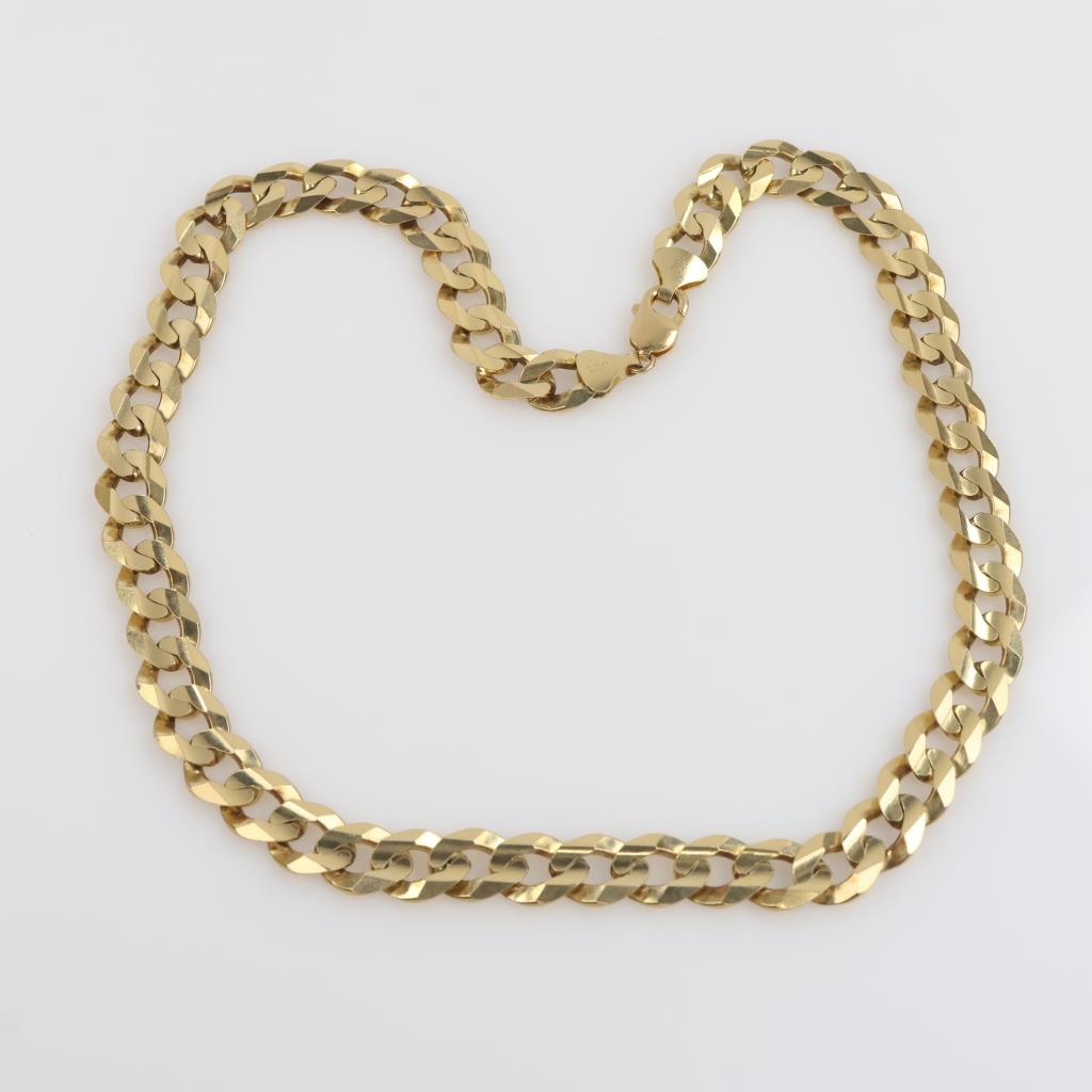 14kt Gold Flat Curb Chain Necklace-Evaluated By Our Certified Gemologist-AGS/GIA | Property Room