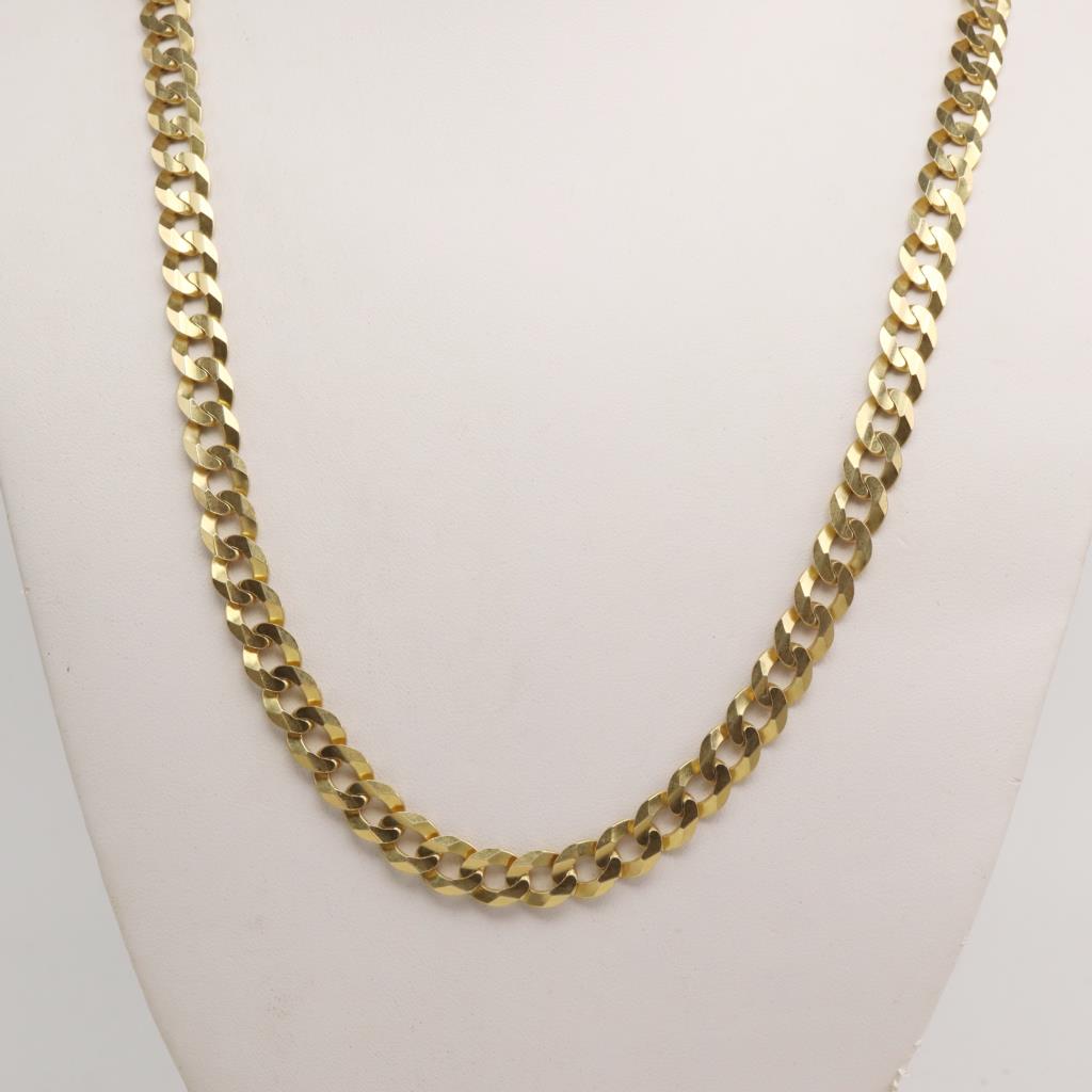 14kt Gold Flat Curb Link Chain Necklace | Property Room