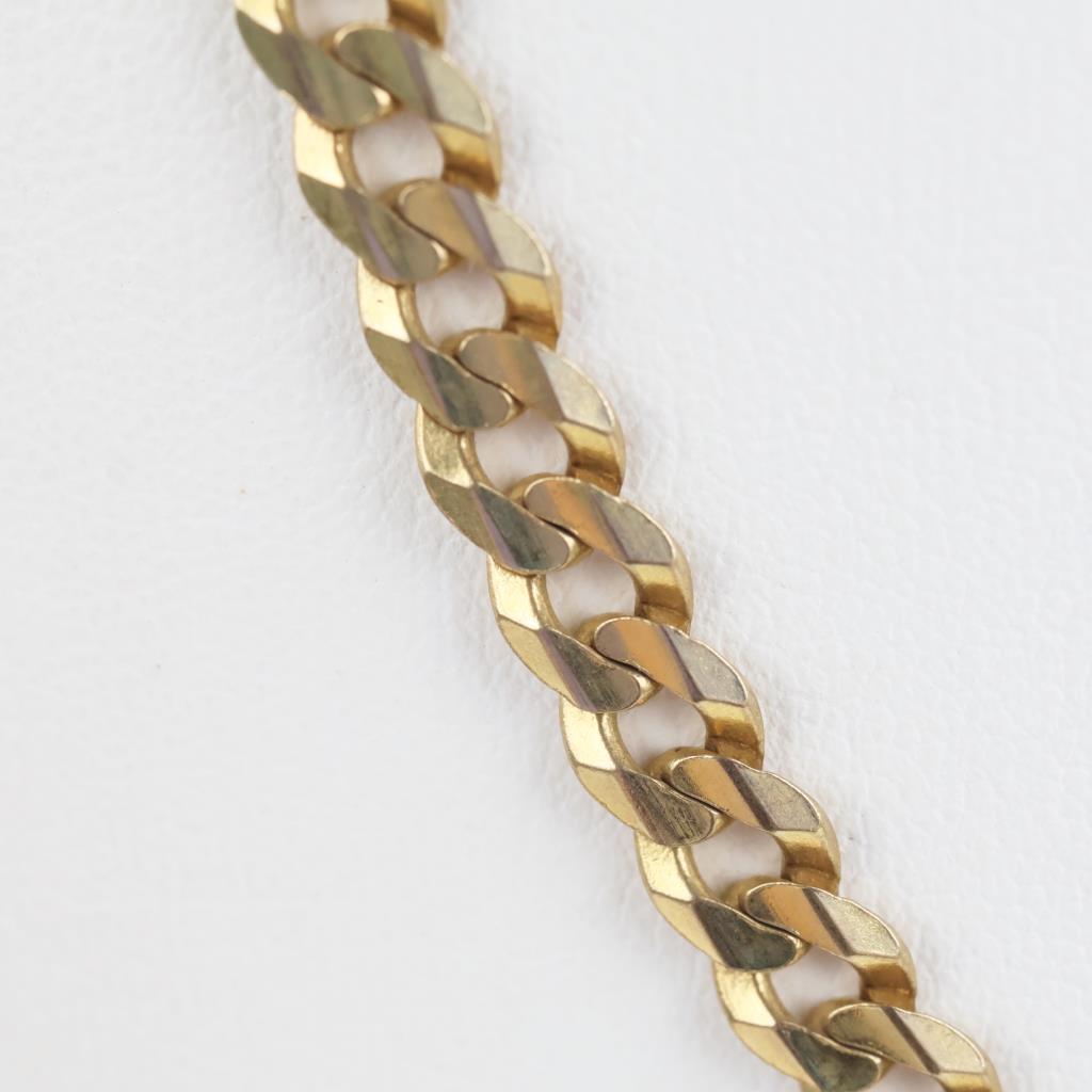 14kt Gold Flat Curb Link Chain Necklace- Evaluated By Our Certified Gemologist-AGS/GIA ...