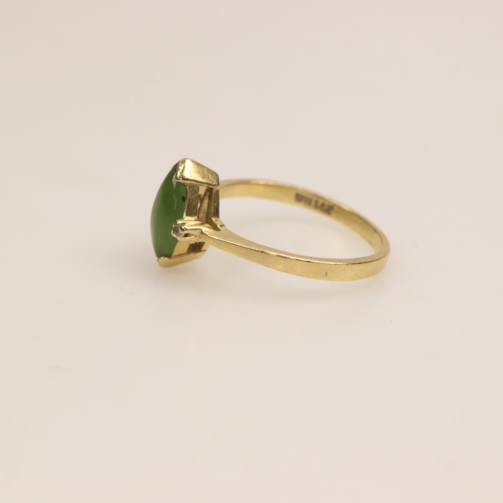 14kt Gold Green Stone Diamond Accent Ring | Property Room