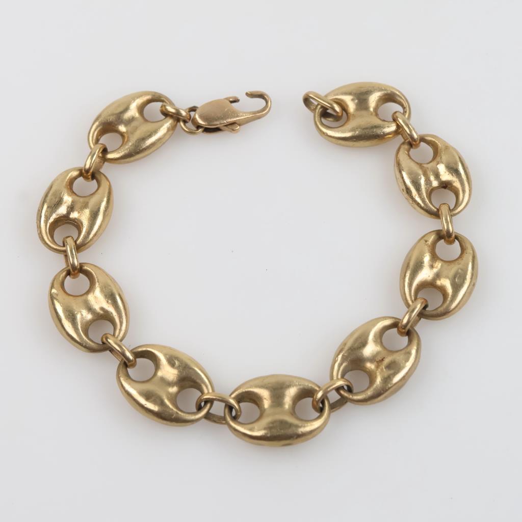 14kt Gold Hollow Anchor Chain Bracelet | Property Room