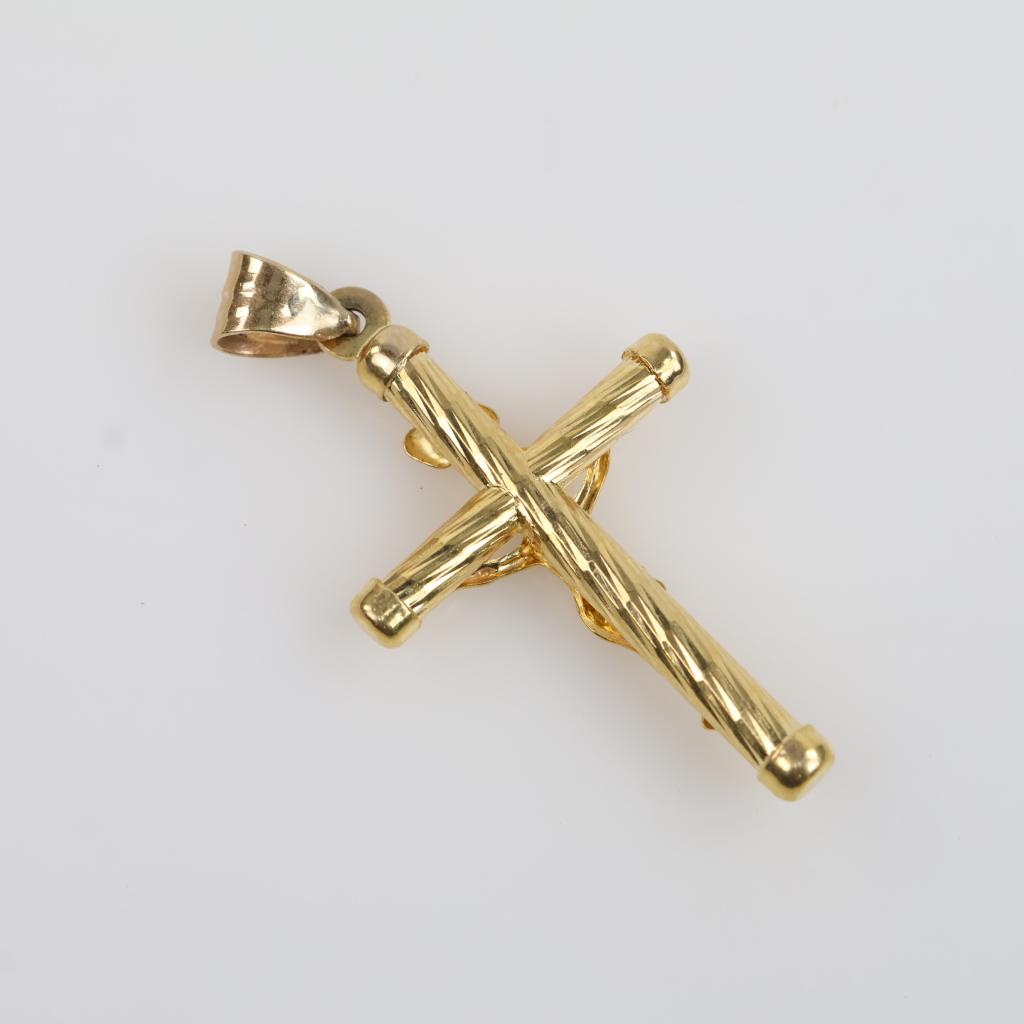 14kt Gold Hollow Cross Pendant | Property Room