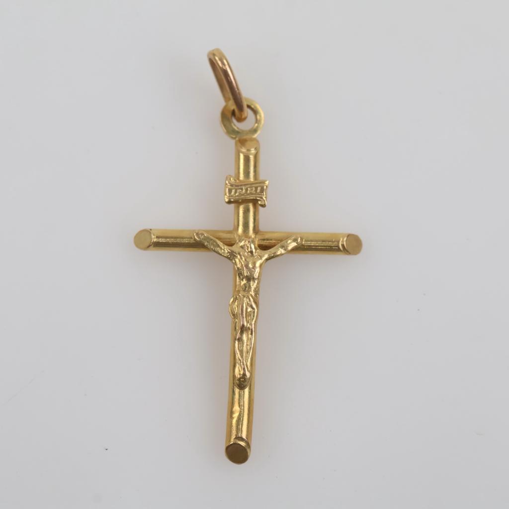 14kt Gold Hollow Cross Pendant | Property Room