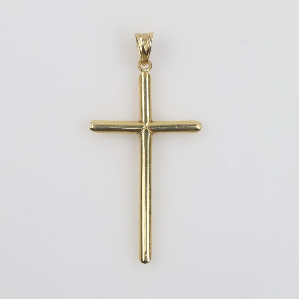 14kt Gold Hollow Cross Pendant | Property Room