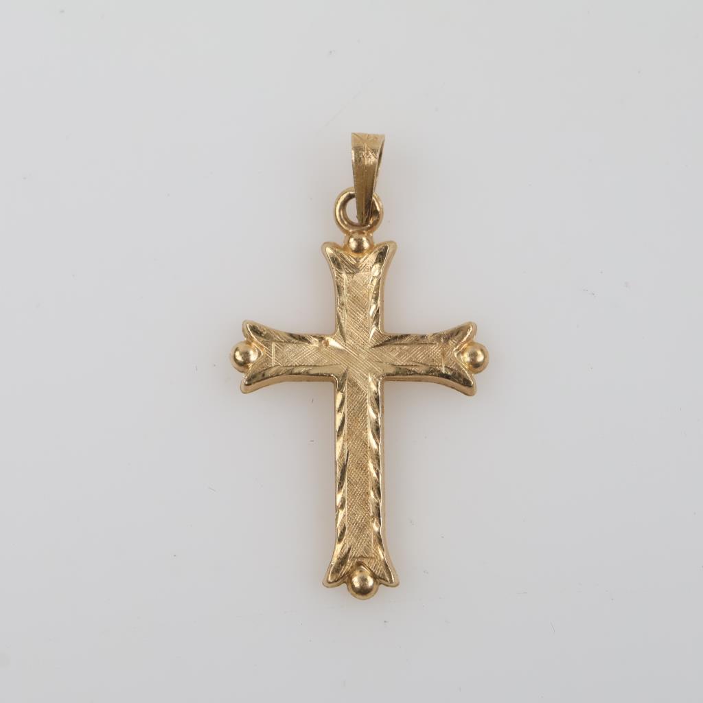 14kt Gold Hollow Cross Pendant | Property Room
