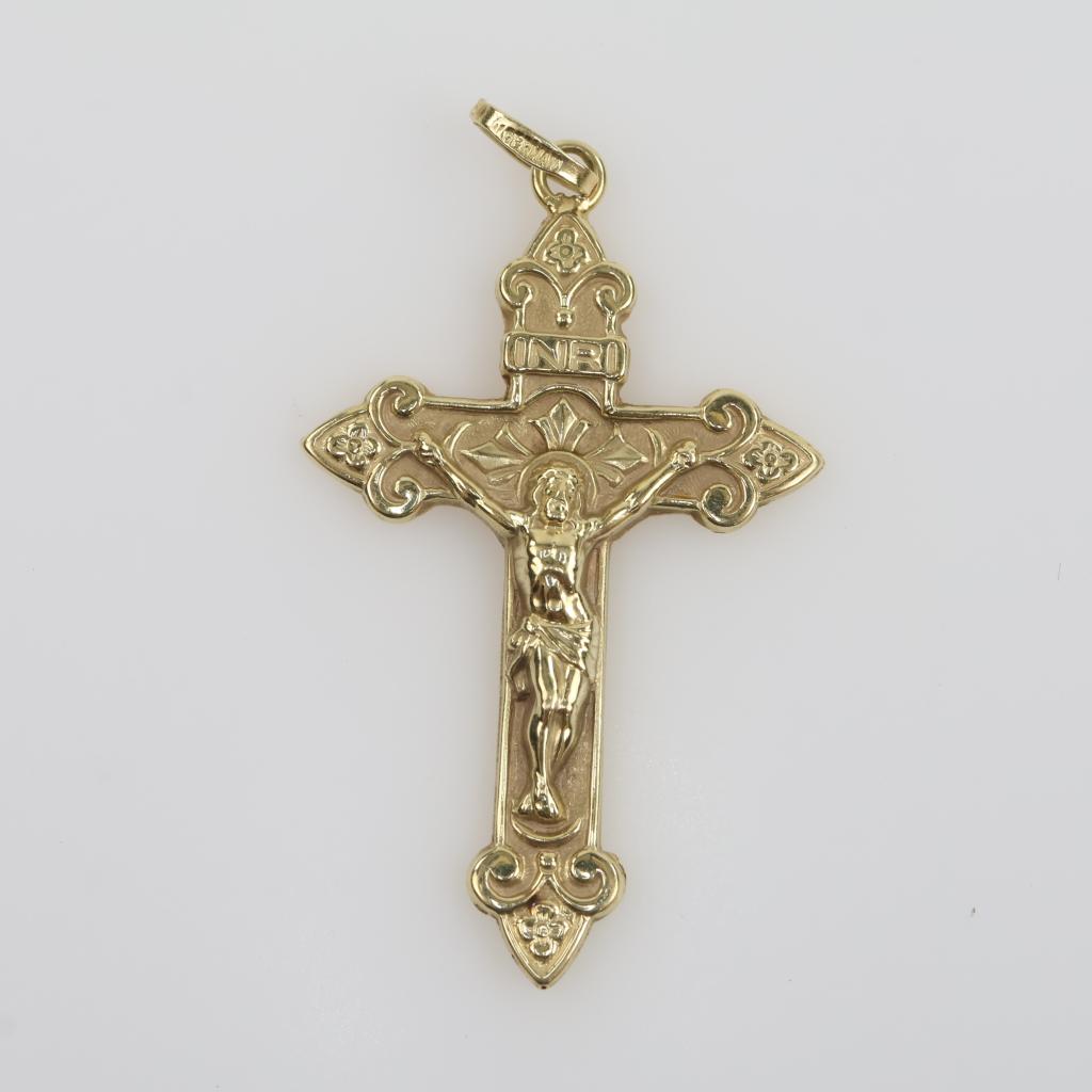 14kt Gold Hollow Cross Pendant | Property Room