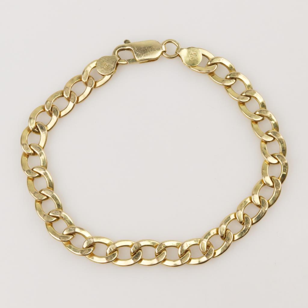 14kt Gold Hollow Curb Chain Bracelet | Property Room