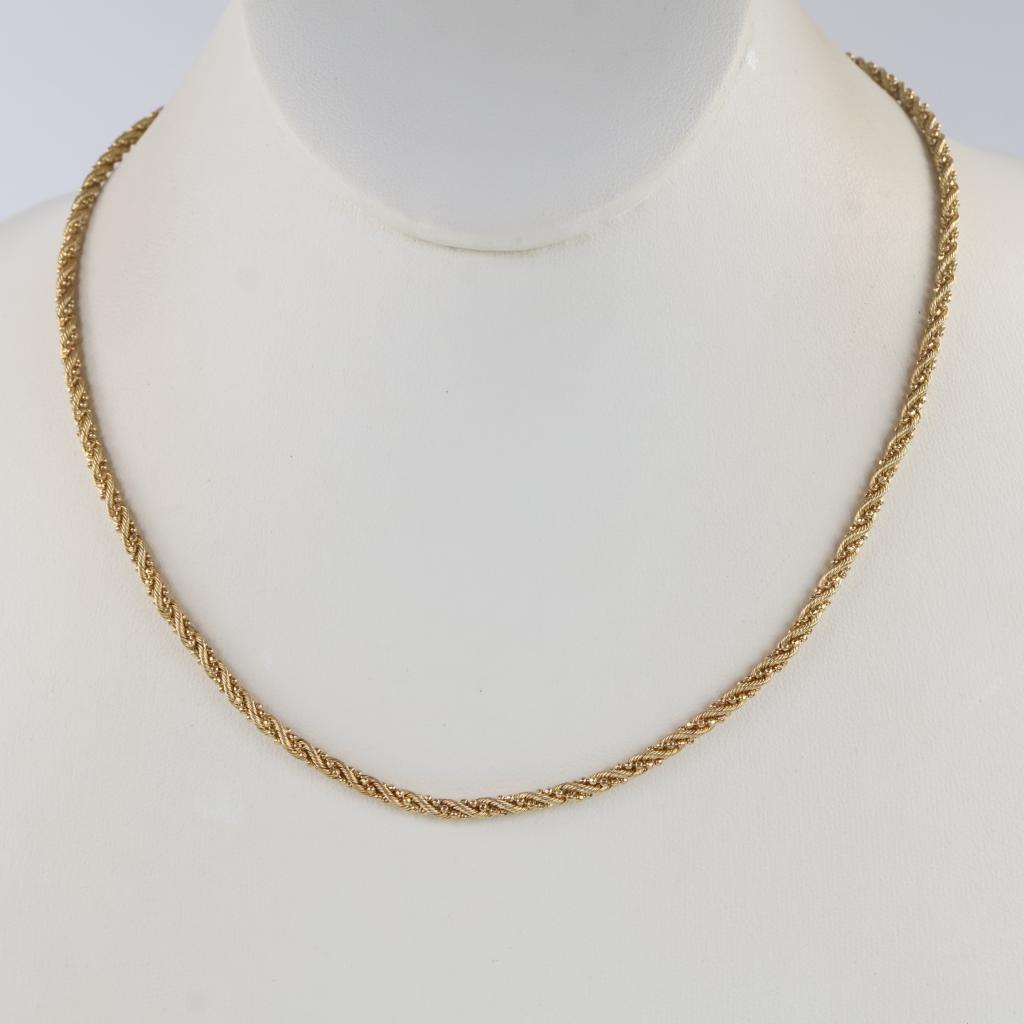 14kt Gold Hollow Fancy Twisted Rope & Bead Chain Necklace | Property Room