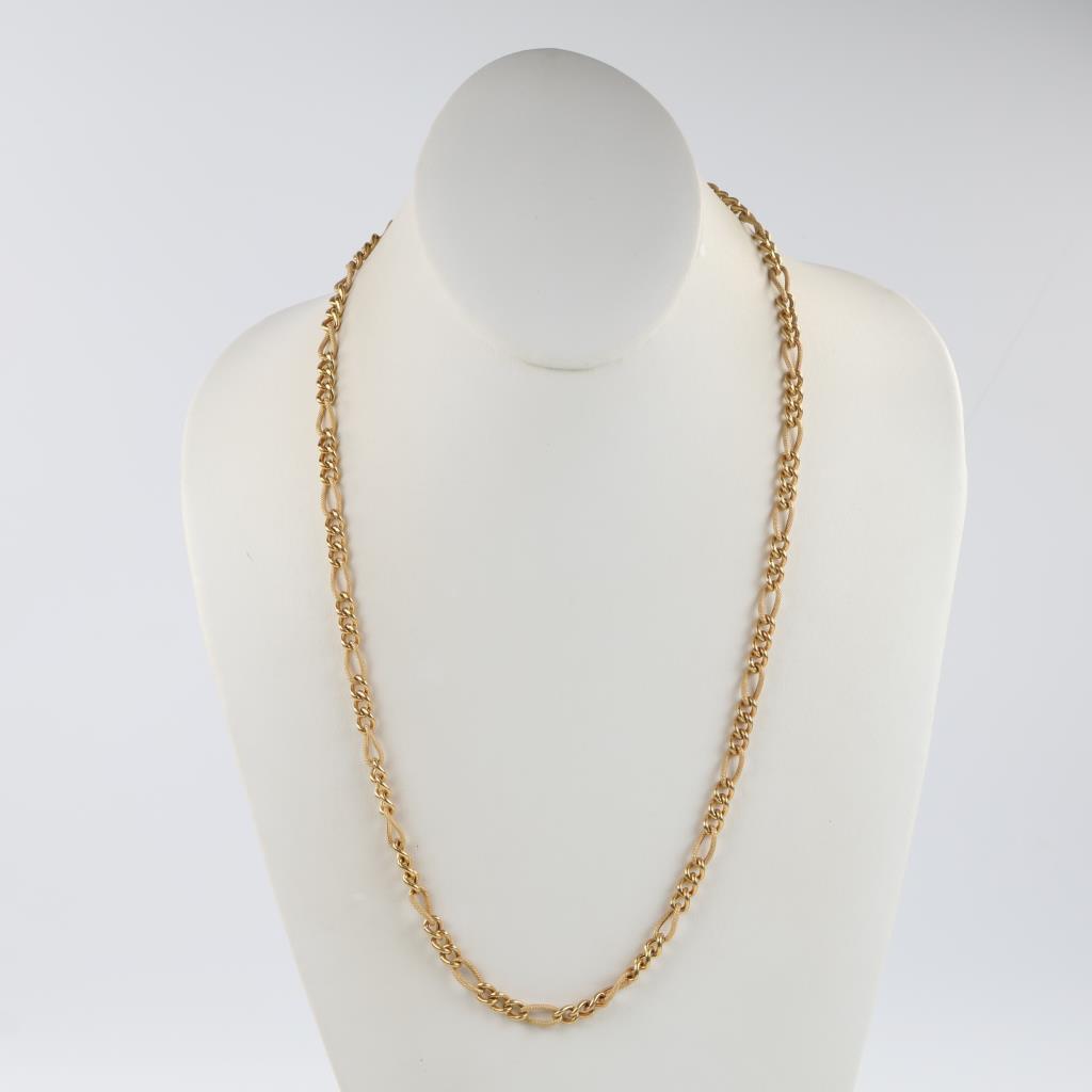 14kt Gold Hollow Figaro Chain Necklace | Property Room
