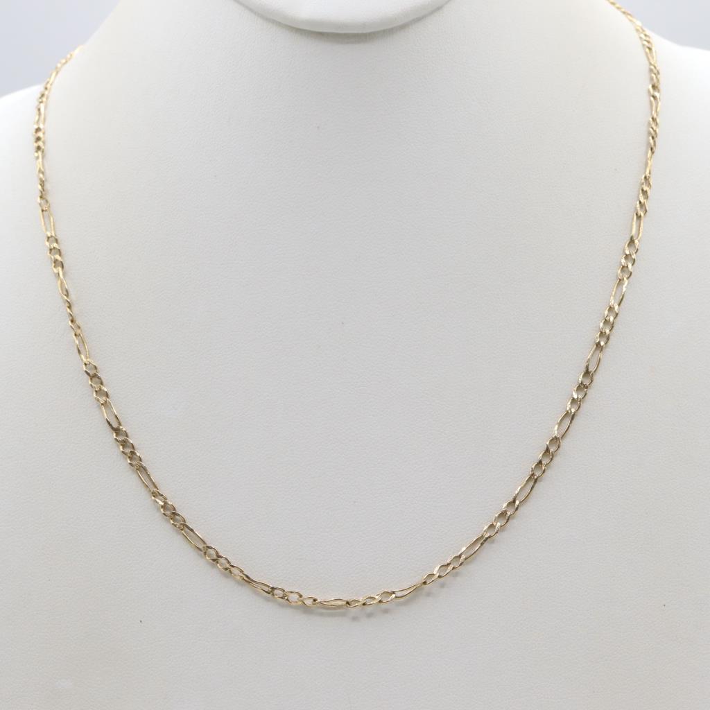 14kt Gold Hollow Figaro Chain Necklace | Property Room