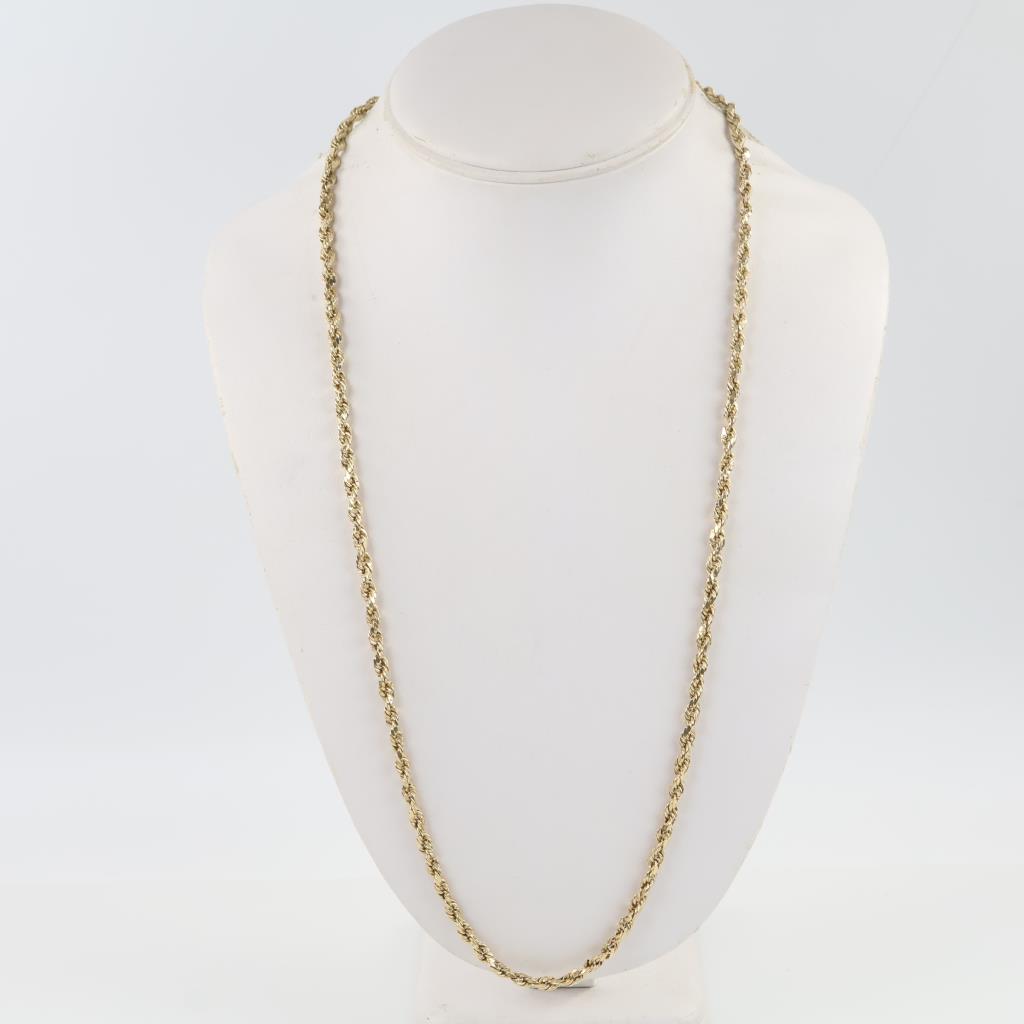 14kt Gold Hollow Rope Chain Necklace | Property Room
