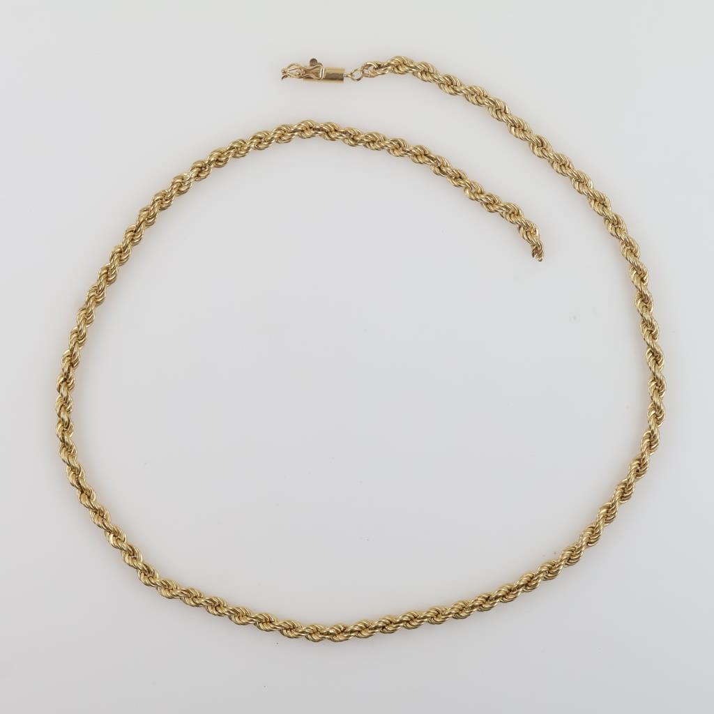 14kt Gold Hollow Rope Chain Necklace | Property Room
