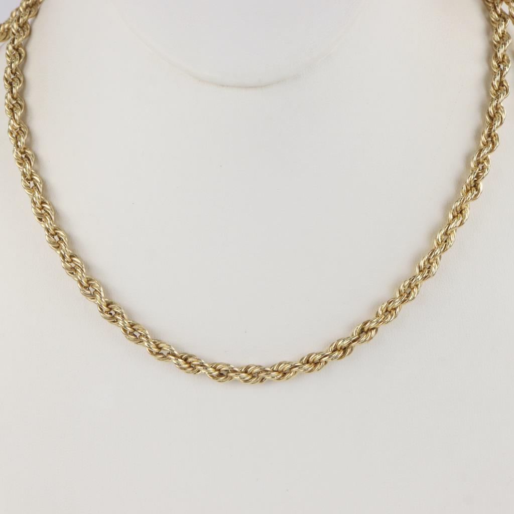 14kt Gold Hollow Rope Chain Necklace | Property Room