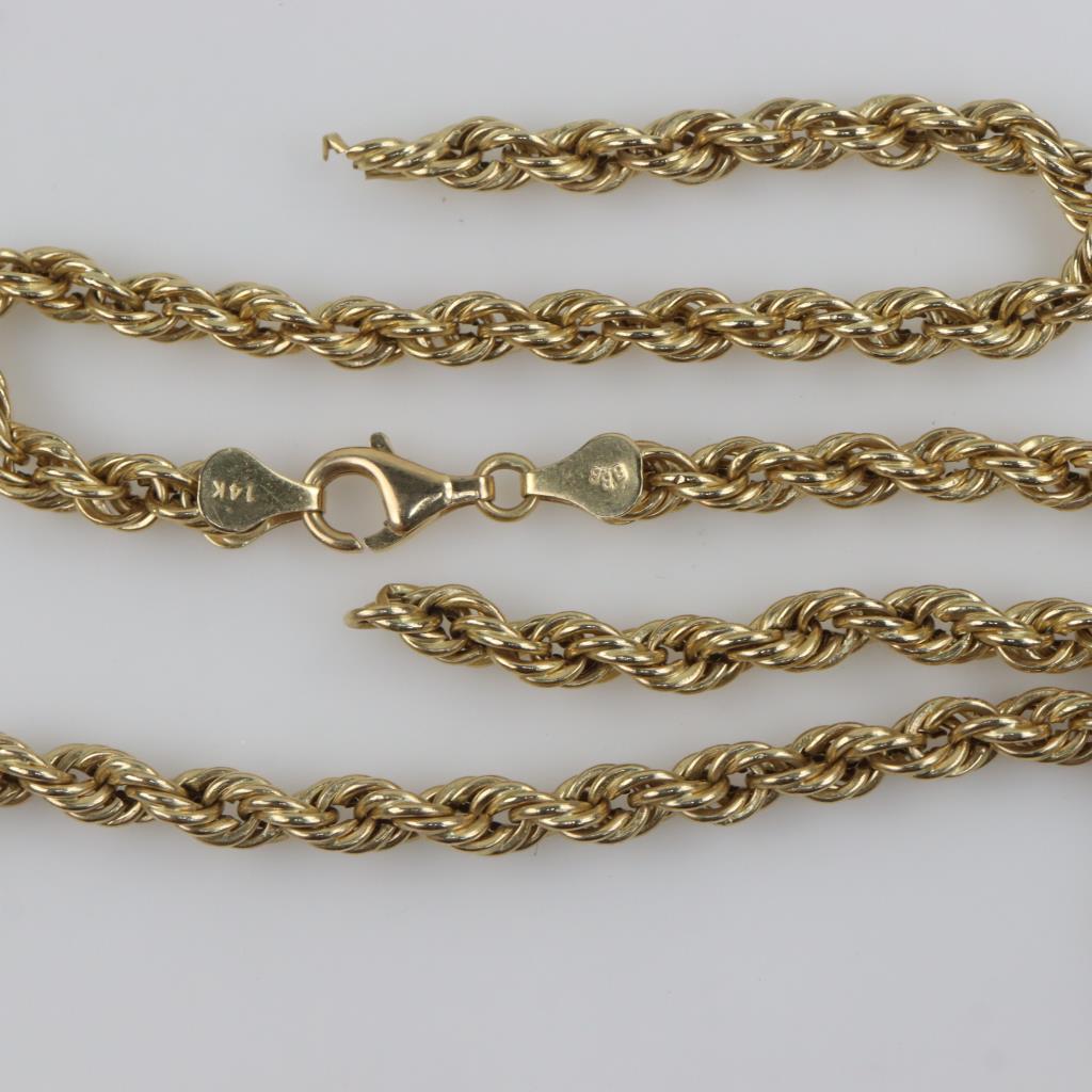 14kt Gold Hollow Rope Chain Necklace | Property Room