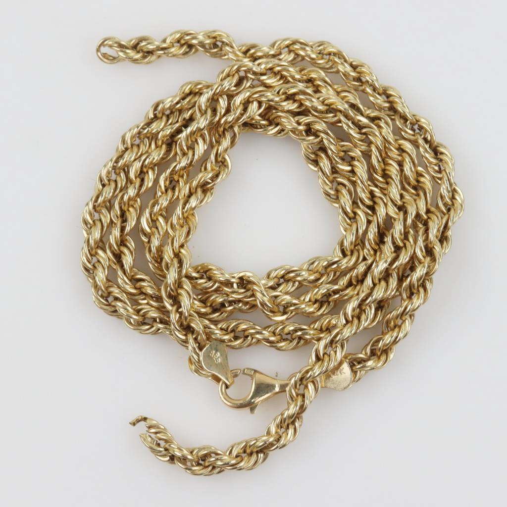 14kt Gold Hollow Rope Chain Necklace | Property Room