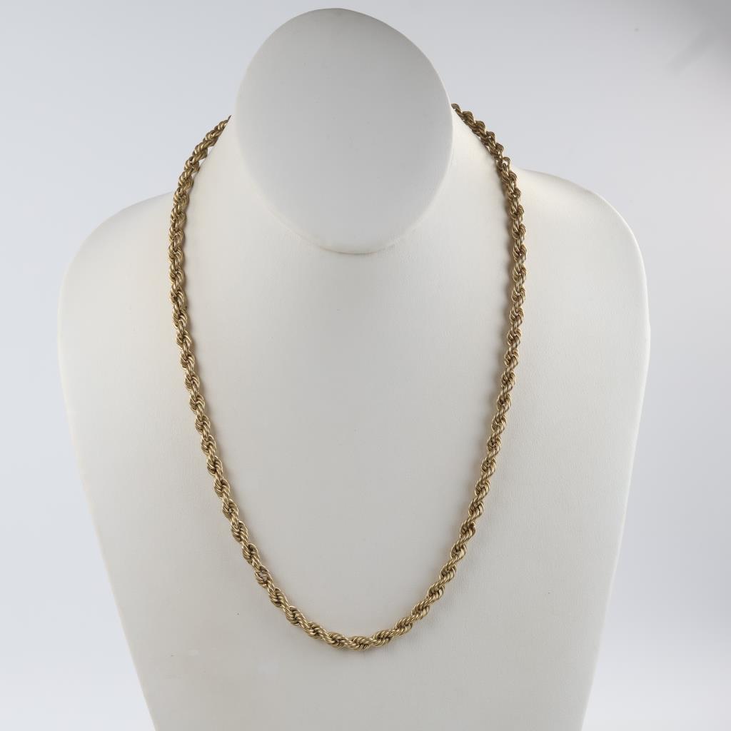 14kt Gold Hollow Rope Chain Necklace | Property Room