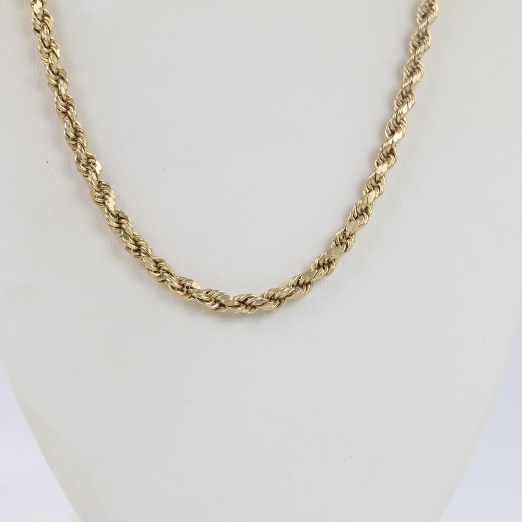 14kt Gold Hollow Rope Chain Necklace | Property Room