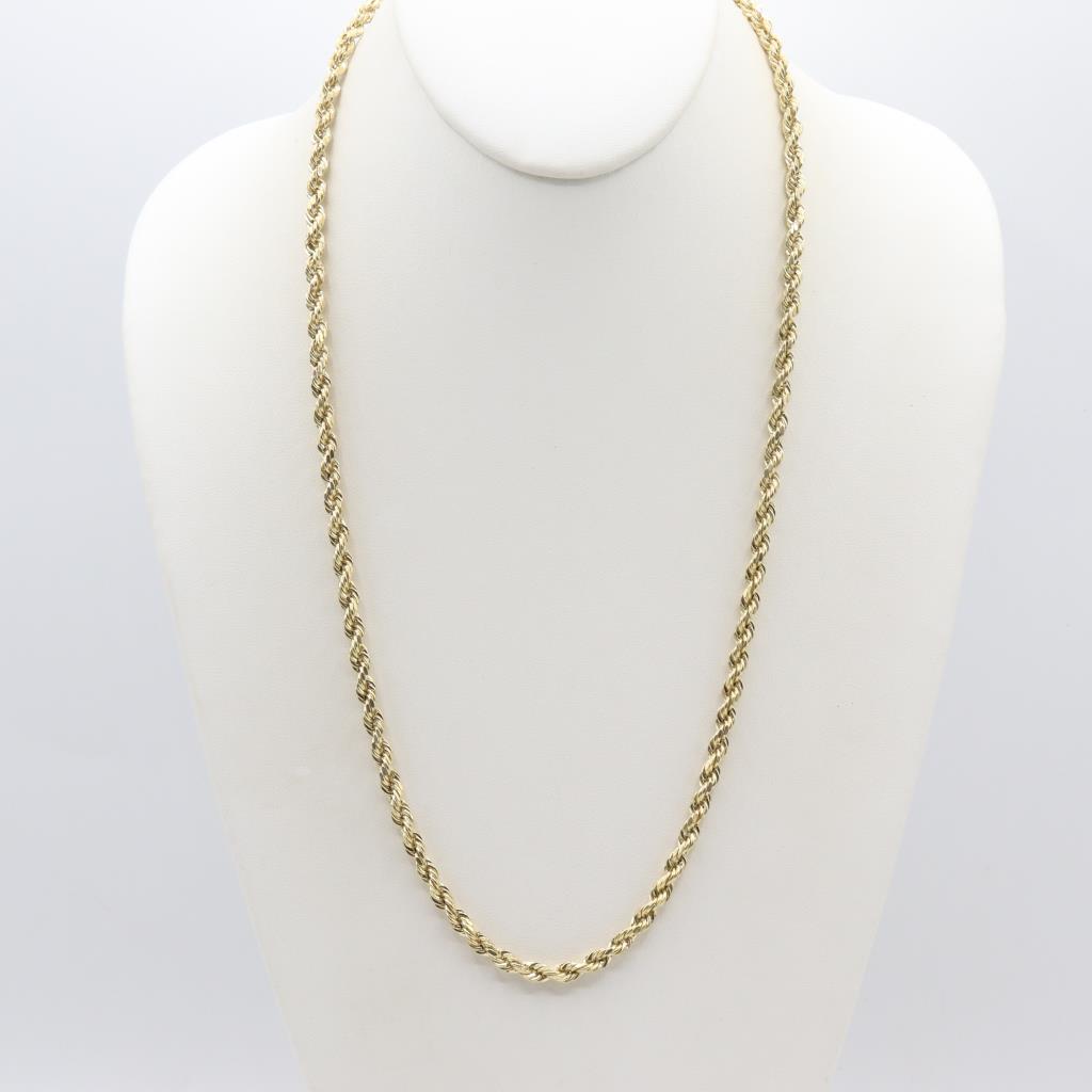 14kt Gold Hollow Rope Chain Necklace | Property Room