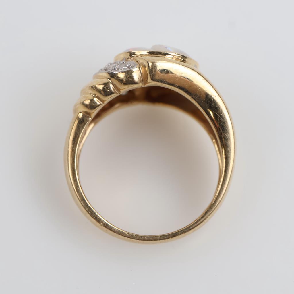 14kt Gold Iridescent Stone Diamond Accent Ring | Property Room