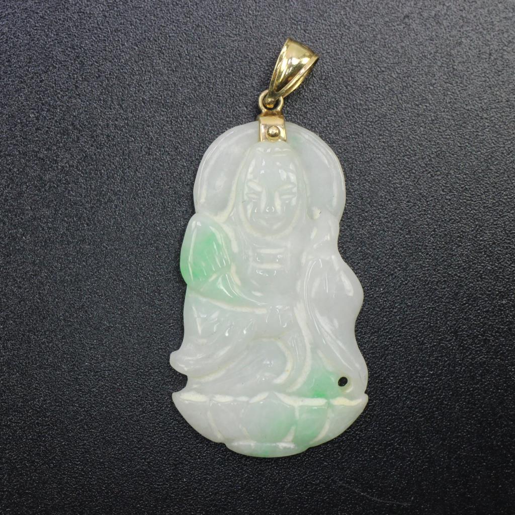 14kt Gold Jadeite Carved Warrior Pendant | Property Room