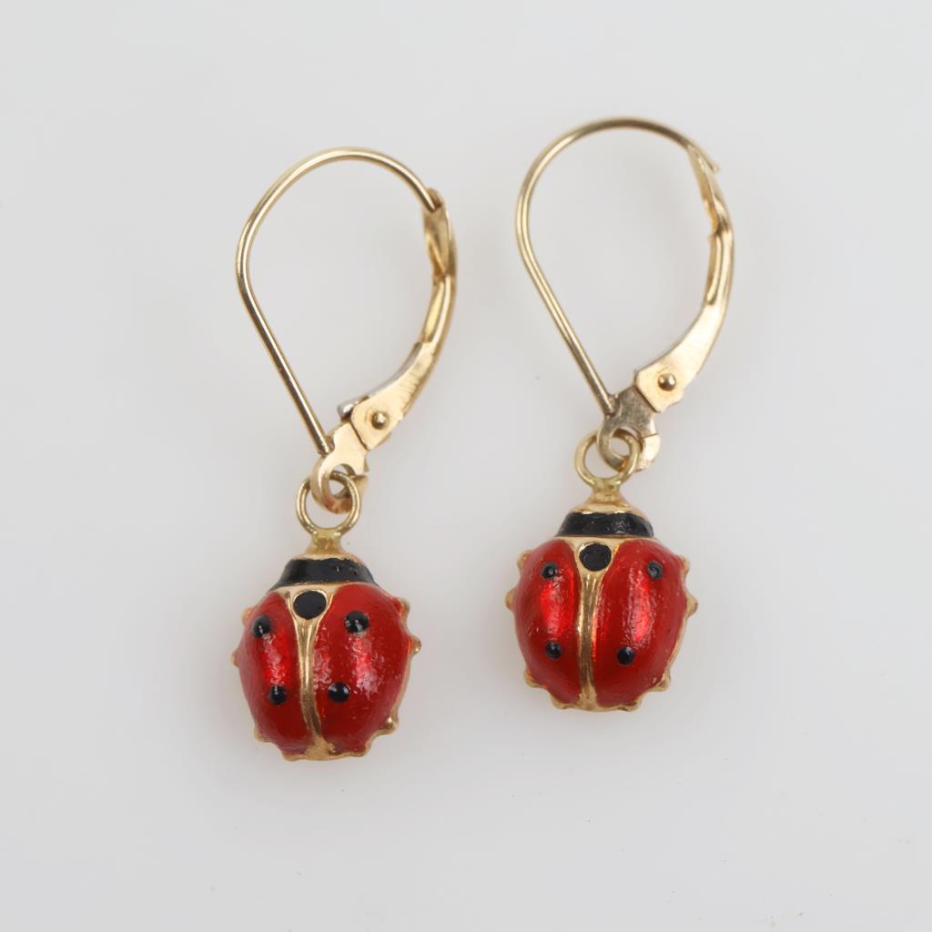 14kt Gold Lady Bug Earrings | Property Room