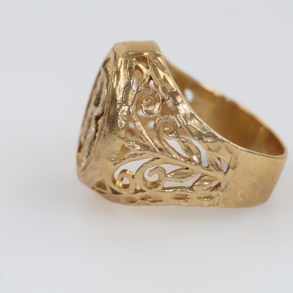 14kt Gold Letter R Signet Ring | Property Room