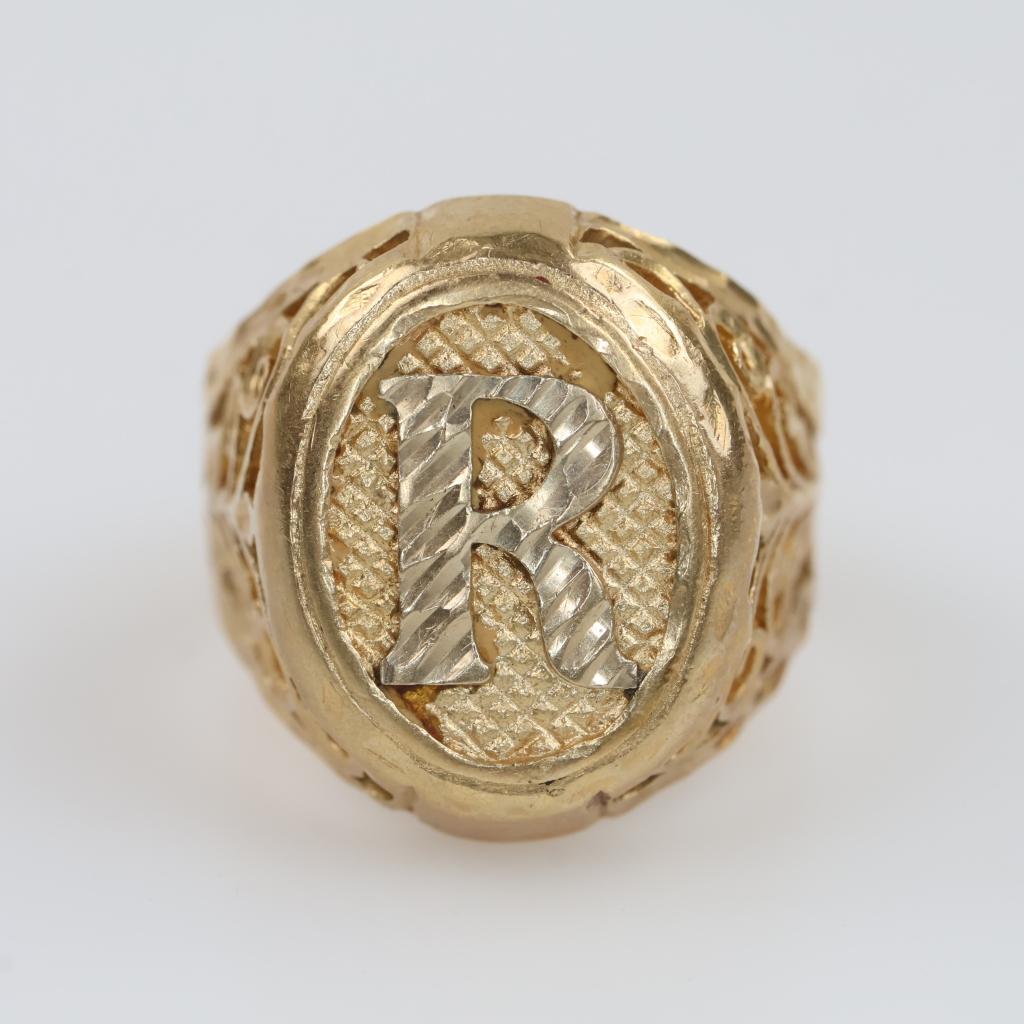 14kt Gold Letter R Signet Ring | Property Room