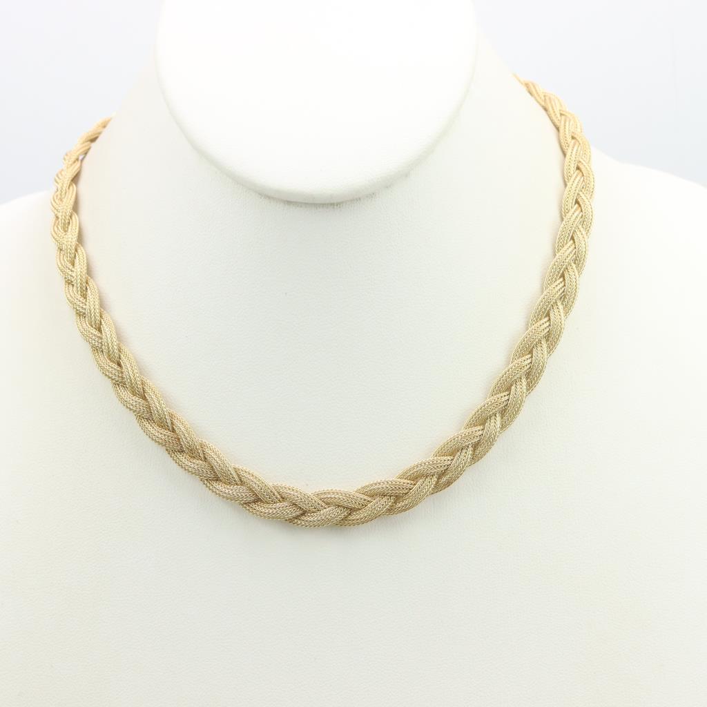 14kt Gold Mesh Braided Necklace | Property Room