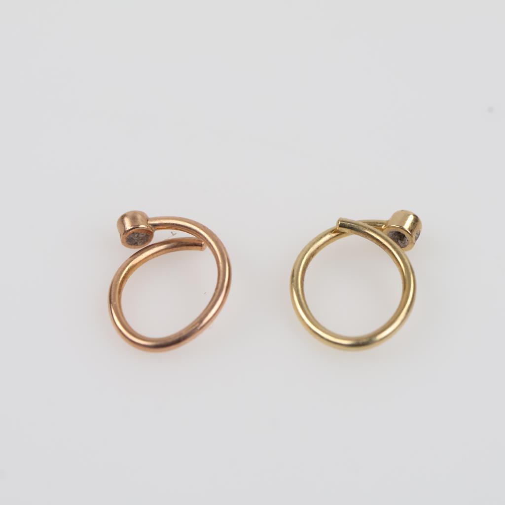 14kt Gold Mismatch Clear Stone Accent Earrings | Property Room