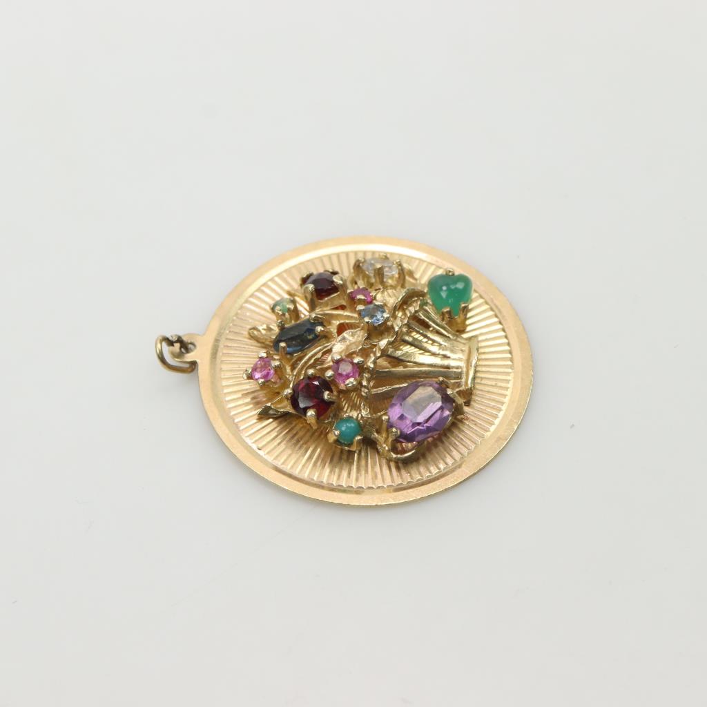 14kt Gold Multi Colored Stone Pendant | Property Room