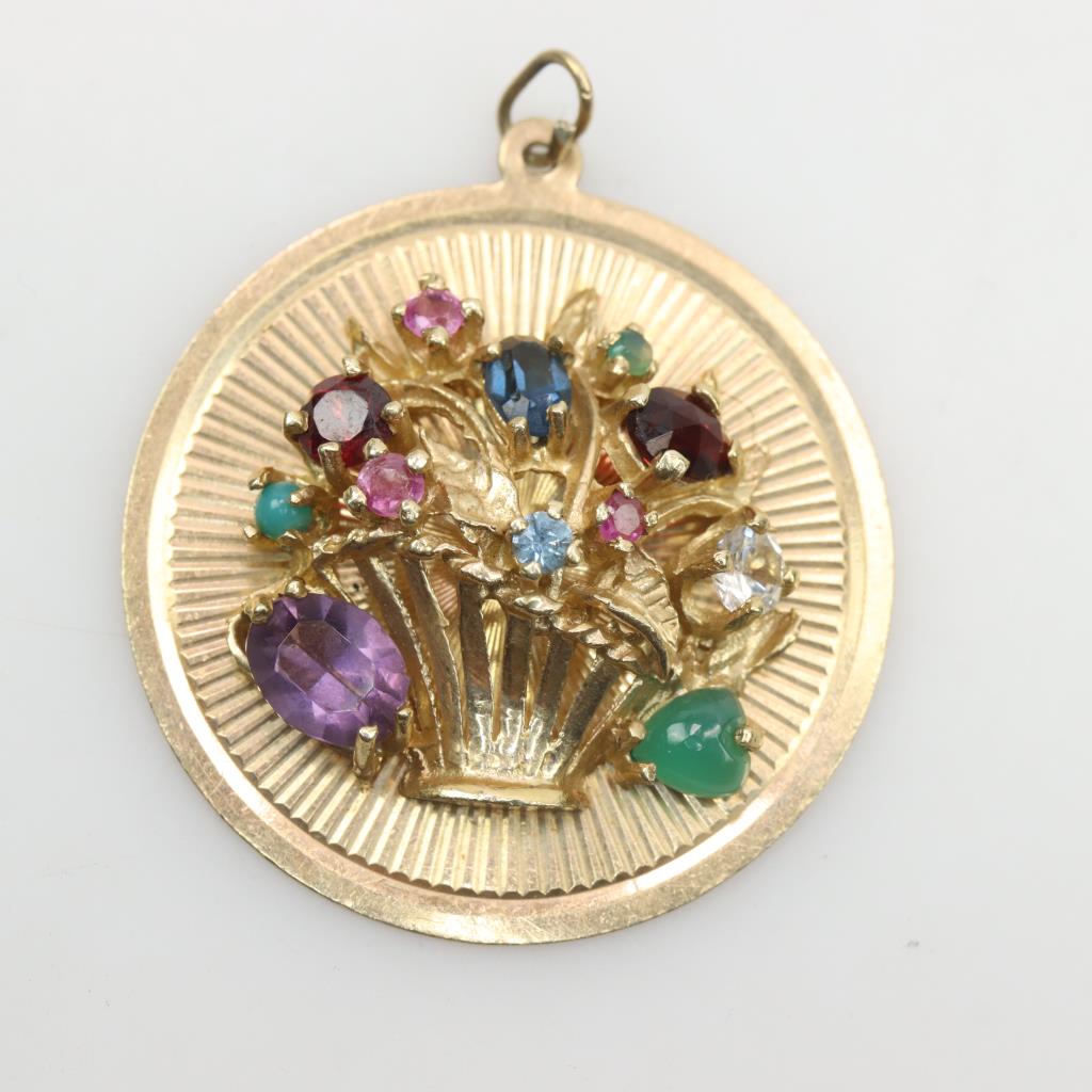 14kt Gold Multi Colored Stone Pendant | Property Room