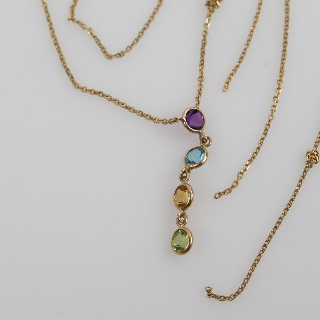 14kt Gold Multi-Colored Stone Pendant | Property Room