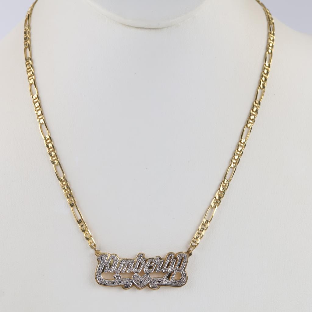 14kt Gold Name Plate Necklace | Property Room
