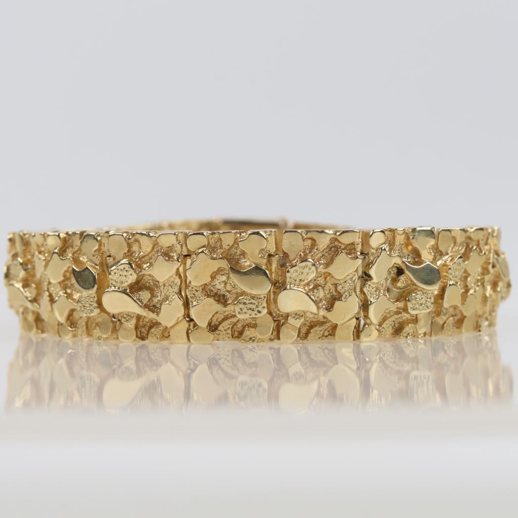 14kt Gold Nugget Style Bracelet-Evaluated By Our Certified Gemologist ...