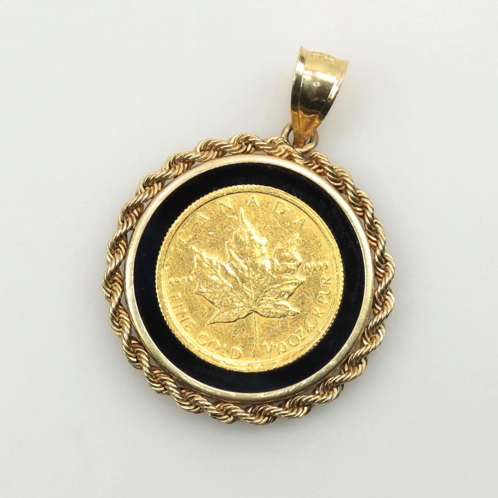 14kt Gold Pendant With Fine Gold Foreign Coin | Property Room