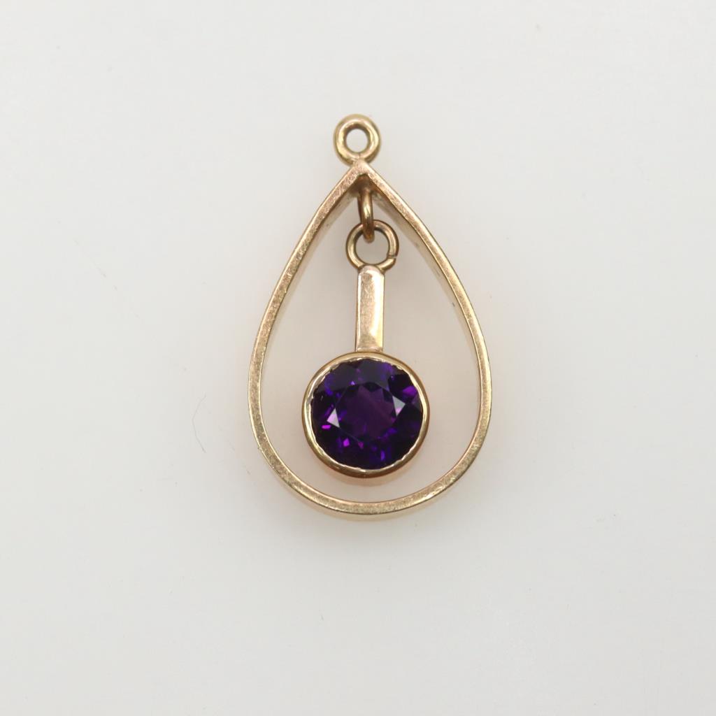 14kt Gold Purple Stone Tear Drop Pendant | Property Room