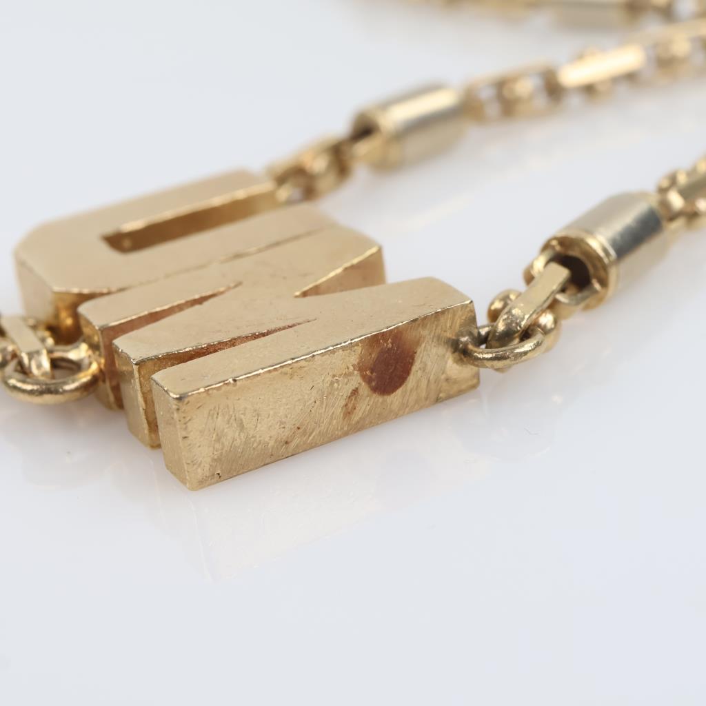 14kt Gold Rectangular And Cylinder Link Chain Necklace-Evaluated By Our ...